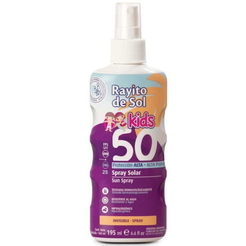 Rayito De Sol Spray Solar Kids FPS 50 195 ml - Farmacias Patagónicas