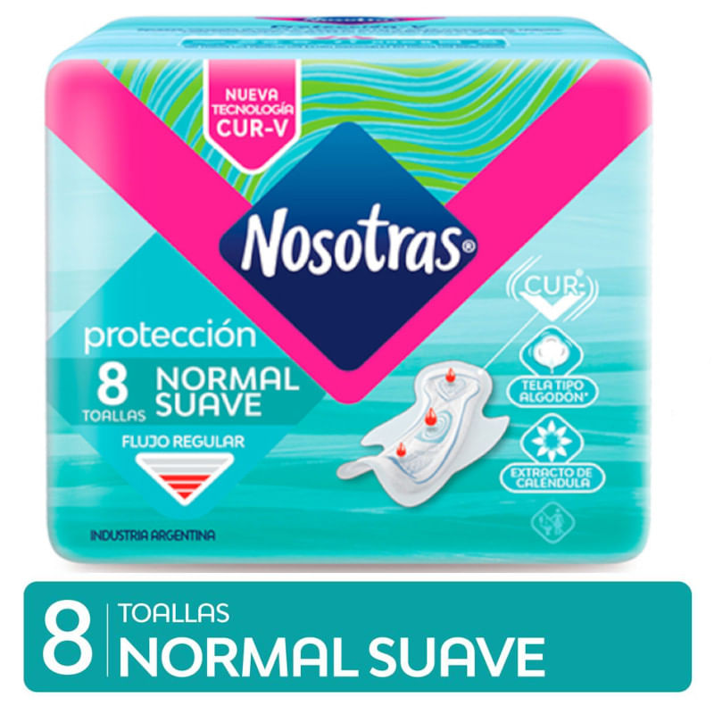 Nosotras Toallas Proteccion Normal Suave 8 Unidades - Farmacias Patagónicas