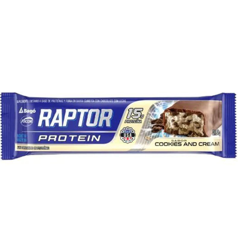 Raptor Barra Protein Cookies and Cream (45 g) - Farmacias Patagónicas
